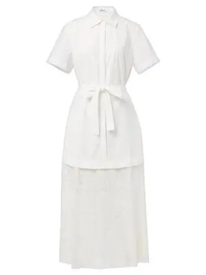 Simkhai Jenner Poplin And Lace Shirt Dress - White