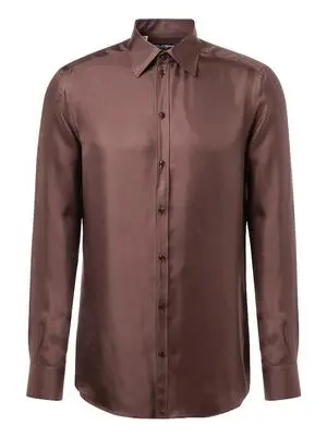 Dolce & Gabbana Silk Twill Dress Shirt - Brown