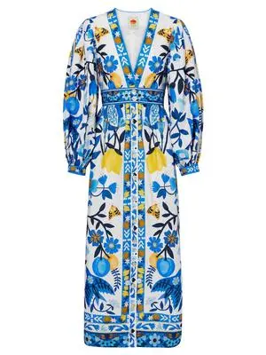 Farm Rio Floral Cotton Maxi Dress - Blue