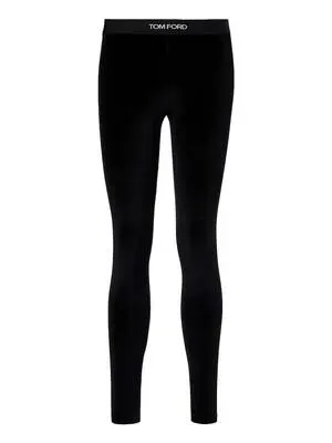 TOM FORD Logo Velour Leggings - Black