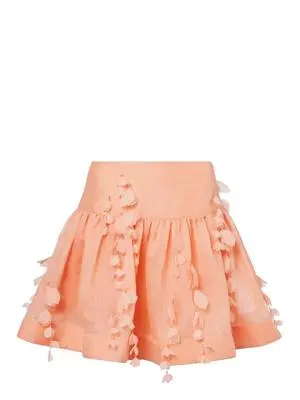 Zimmermann Dawning Linen And Silk Miniskirt - Pink