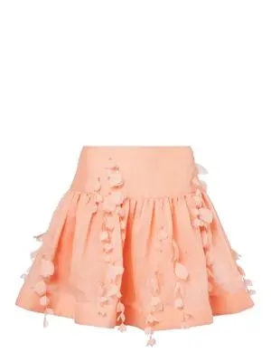 Zimmermann Dawning Linen And Silk Miniskirt - Pink