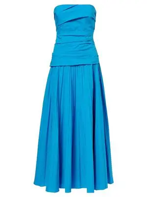 Simkhai Arie Strapless Cotton-blend Midi Dress - Blue