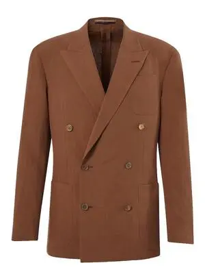 Dunhill Double-breasted Linen Blazer - Brown
