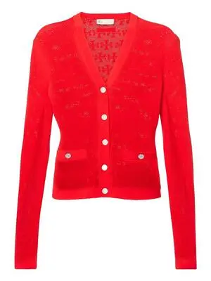 Tory Burch T Monogram Jacquard Cardigan - Red