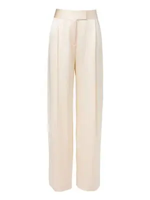THE SEI Silk Satin Straight Pants - Beige