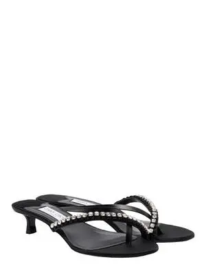 JIMMY CHOO Dila 35 Leather And Satin Thong Sandals - Black