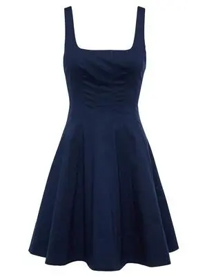 Staud Wells Cotton Poplin Mini Dress - Blue