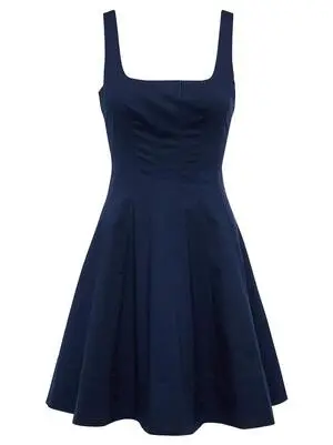 Staud Wells Cotton Poplin Mini Dress - Blue