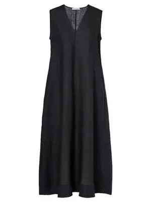 Asceno Nisha Linen Midi Dress - Black