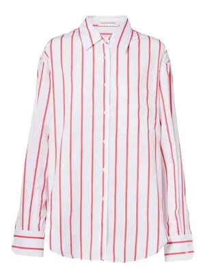 THE FRANKIE SHOP Lui Striped Cotton Poplin Shirt - Red
