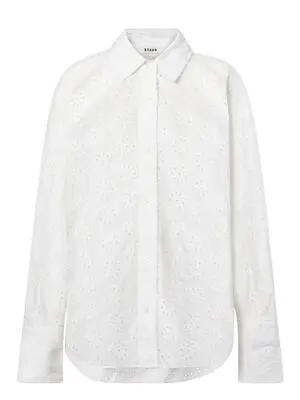 Staud Colton Eyelet Cotton Shirt - White
