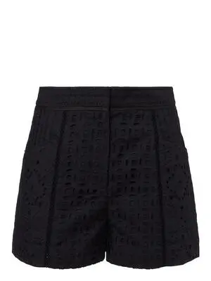 Veronica Beard Fabian Embellished Cotton Shorts - Black
