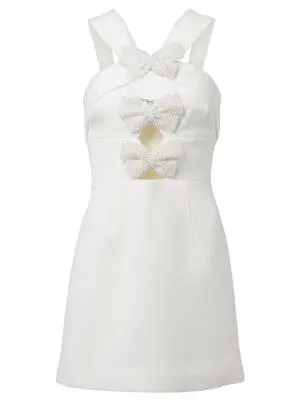 Rebecca Vallance Hermoine Bow-detail Crêpe Minidress - White