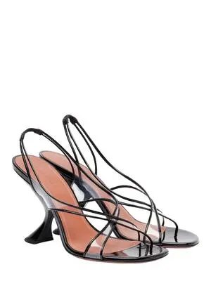 Amina Muaddi Lena 90 Pvc And Patent Leather Sandals - Black