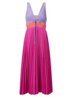 Simkhai Stephanie Pleated Poplin Midi Dress - Multicoloured