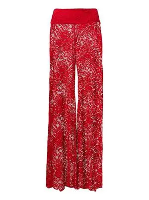ALEXANDRA MIRO Paloma Lace Wide-leg Pants - Red