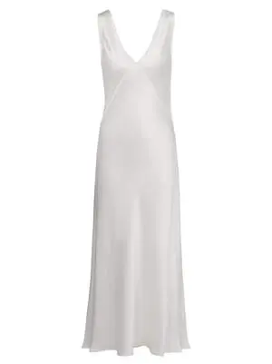 Asceno Bordeaux Silk Satin Slip Dress - White