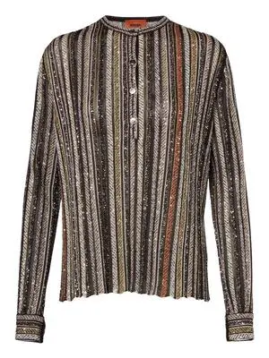 Missoni Striped Lamé Henley Shirt - Multicoloured
