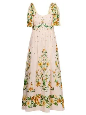 Farm Rio Floral Cotton-blend Midi Dress - Multicoloured