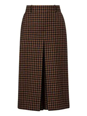 Saint Laurent Gingham Mid-rise Wool Culottes - Beige