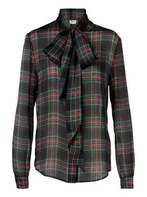 Saint Laurent Plaid Silk Shirt - Multicoloured
