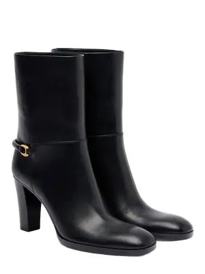 Saint Laurent Sulpice 80 Leather Ankle Boots - Black
