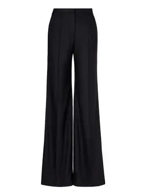 Costarellos Pleated Wool-blend Wide-leg Pants - Black