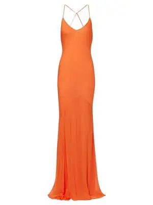 ALEXANDRA MIRO Gloria Silk Chiffon Gown - Orange