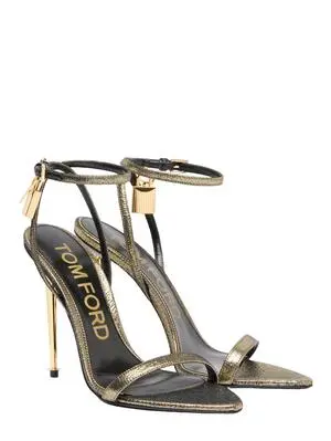TOM FORD Padlock 105 Metallic Sandals - Gold