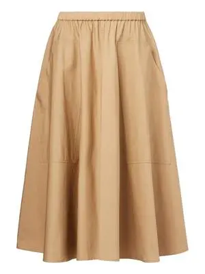 VINCE Cotton-Blend Midi Skirt