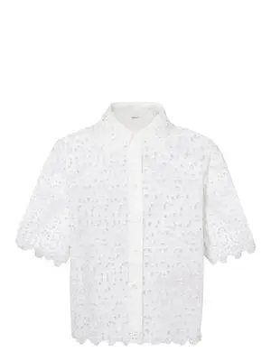 FRAME The Deco Eyelet Cotton Shirt - White