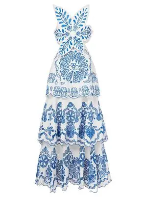 Farm Rio Broderie Anglaise Tiered Maxi Dress - White