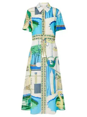 Tory Burch Printed Silk And Cotton Shirt Dress - Multicoloured