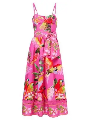 Farm Rio Printed Cotton Midi Dress - Pink