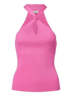 Simkhai Andrea Ribbed-knit Halterneck Top - Pink