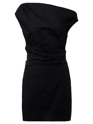 Staud STAUD Phare Ruched Cotton Poplin Mini Dress Black