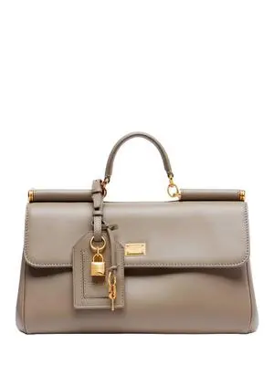 Dolce & Gabbana Sicily Small Leather Tote Bag - Beige