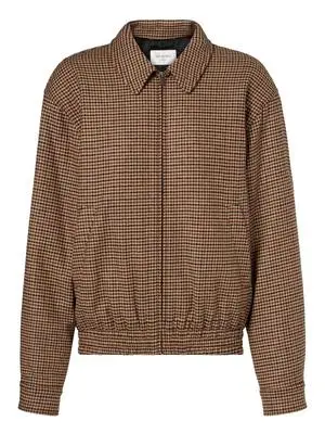 Saint Laurent Houndstooth Padded Jacket Beige