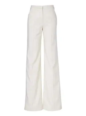 Costarellos Pleated Wool-blend Wide-leg Pants - White
