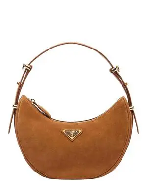 Prada Arqué Suede Shoulder Bag - Brown