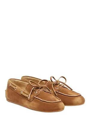Miu Miu Suede Boat Shoes - Brown