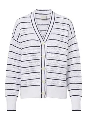 Varley Antonia Striped Cotton Cardigan - White