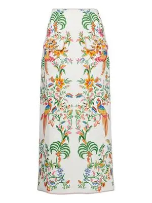 Farm Rio Printed Linen Midi Skirt - Multicoloured
