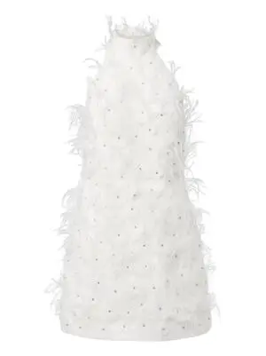 Rebecca Vallance Bridal Meha Feather-trimmed Minidress - White
