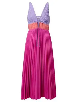 Simkhai Stephanie Pleated Poplin Midi Dress - Multicoloured