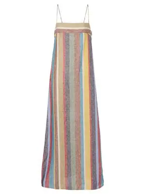 Staud Laura Striped Linen Maxi Dress - Multicoloured