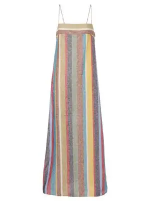 STAUD Laura Striped Linen Maxi Dress