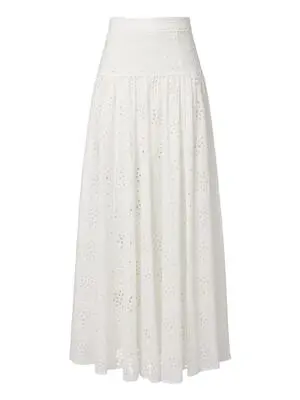 ALEXANDRA MIRO Serena Broderie Anglaise Cotton Maxi Skirt - White