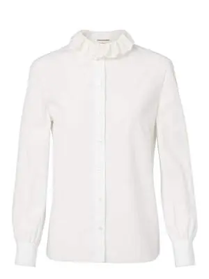 Saint Laurent Lace-trimmed Cotton Poplin Blouse - White